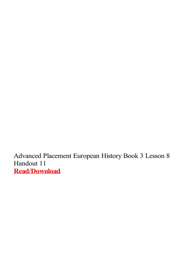 AP European History Lesson 8 Handout | PDF | Advanced Placement ...