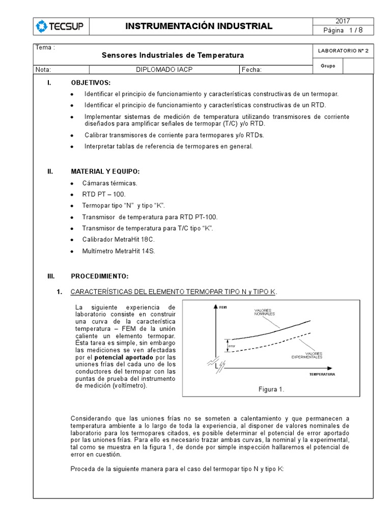 Lab 02 - Sensores de Temperatura | PDF | Par termoeléctrico | Electricidad