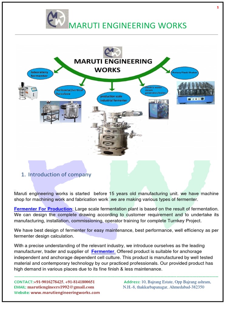 Maruti Engineering Works: 1. Introduction of Company | PDF | Boiler | Steam