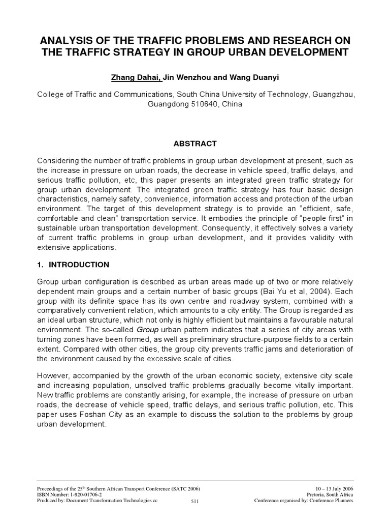 Analysis of The Traffic Problems and Research On The Traffic Strategy ...