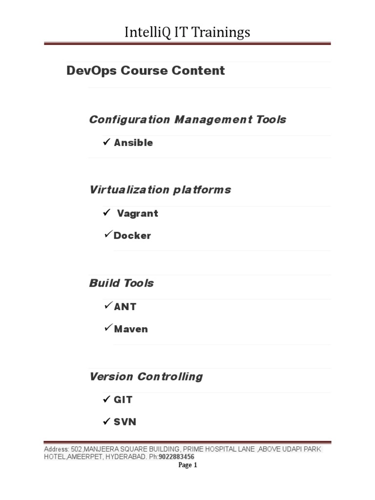 Intelliq It Trainings Devops Course Content Pdf Unix Software