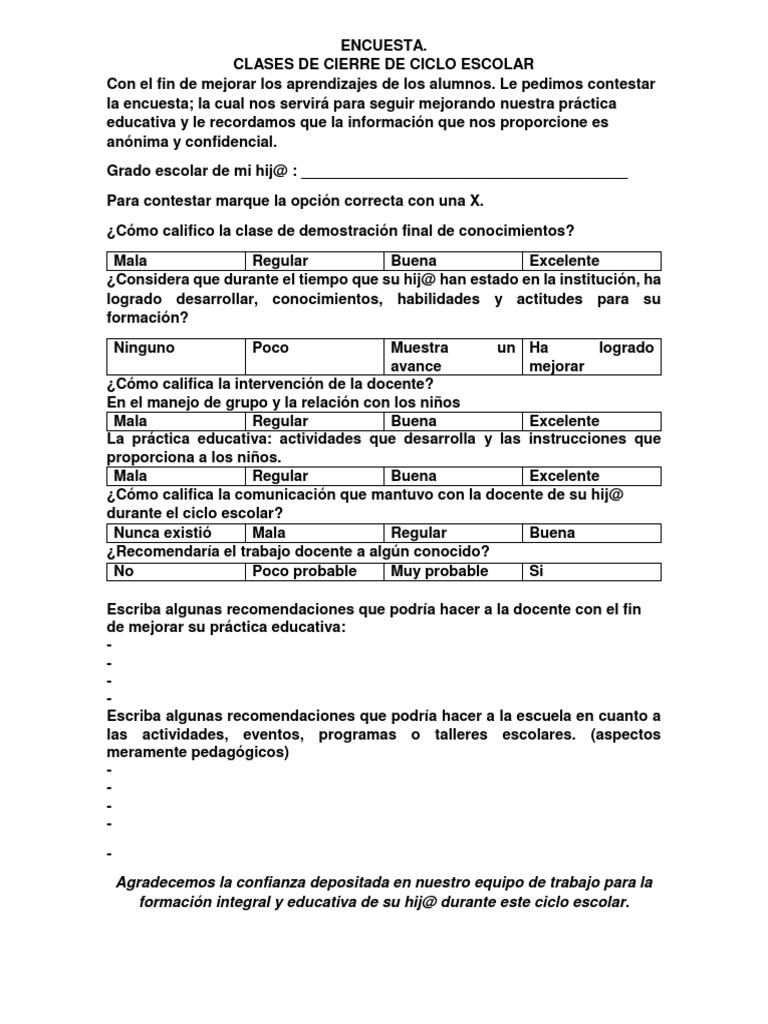 ENCUESTA Fin de Ciclo | PDF