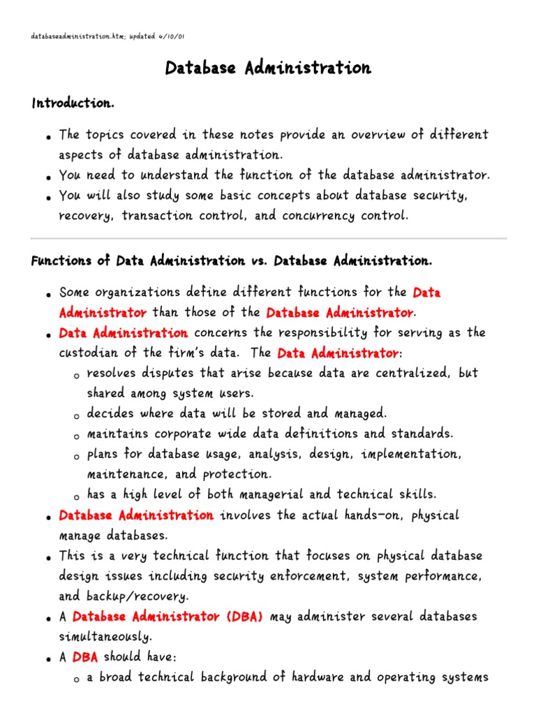 Database Administration | PDF | Database Transaction | Databases