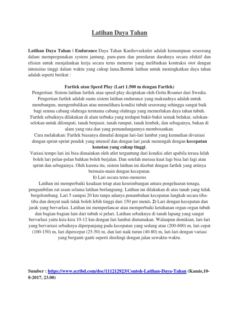 Contoh Latihan Daya Tahan Tubuh | PDF