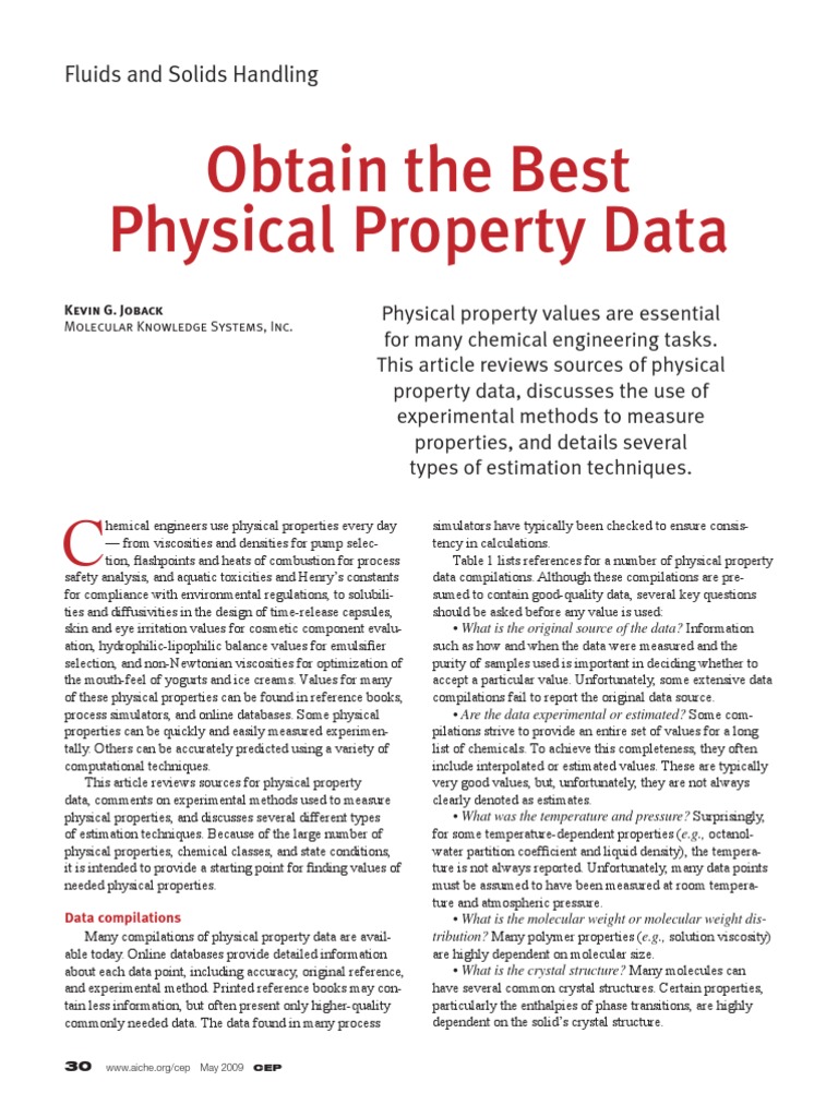 Mayo 2009 Physical Property Data | PDF | Emulsion | Polymers