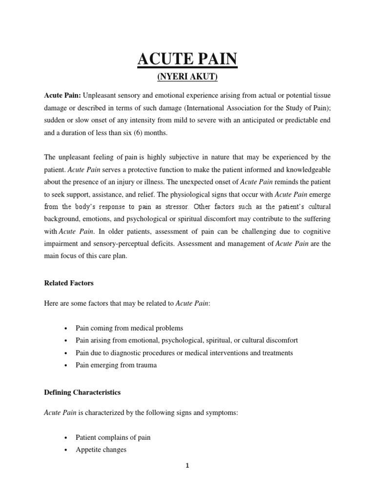 Acute Pain (Nyeri Akut) | PDF | Analgesic | Pain