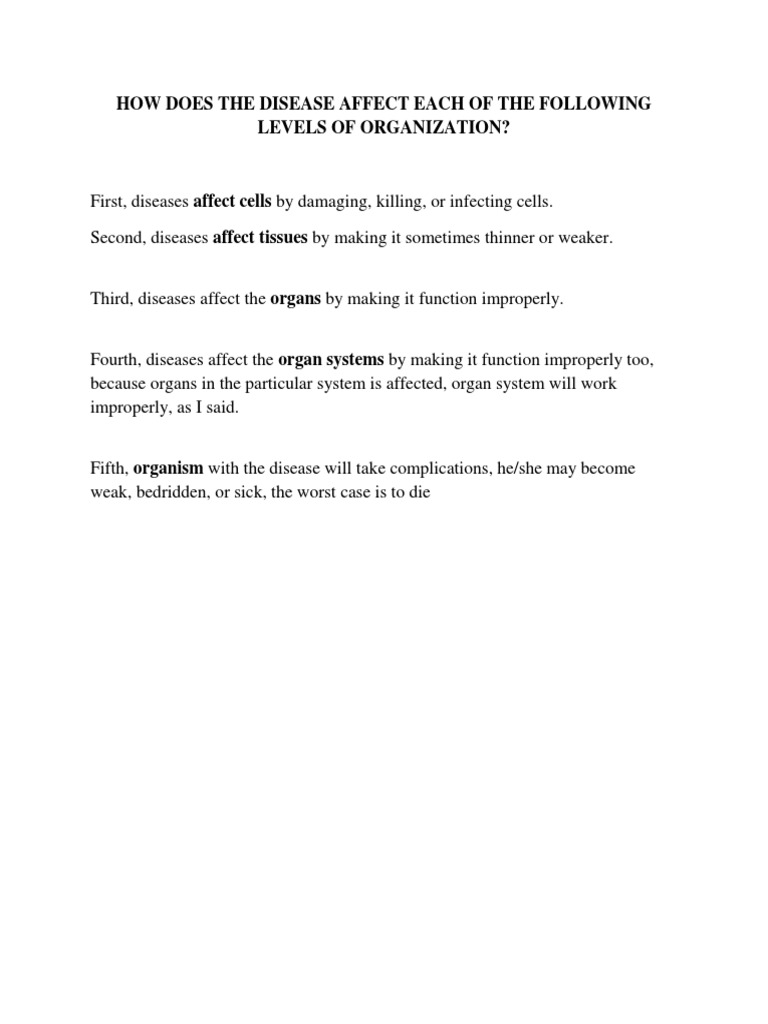 How Does The Organism Affect Each of The Following Levels of ...