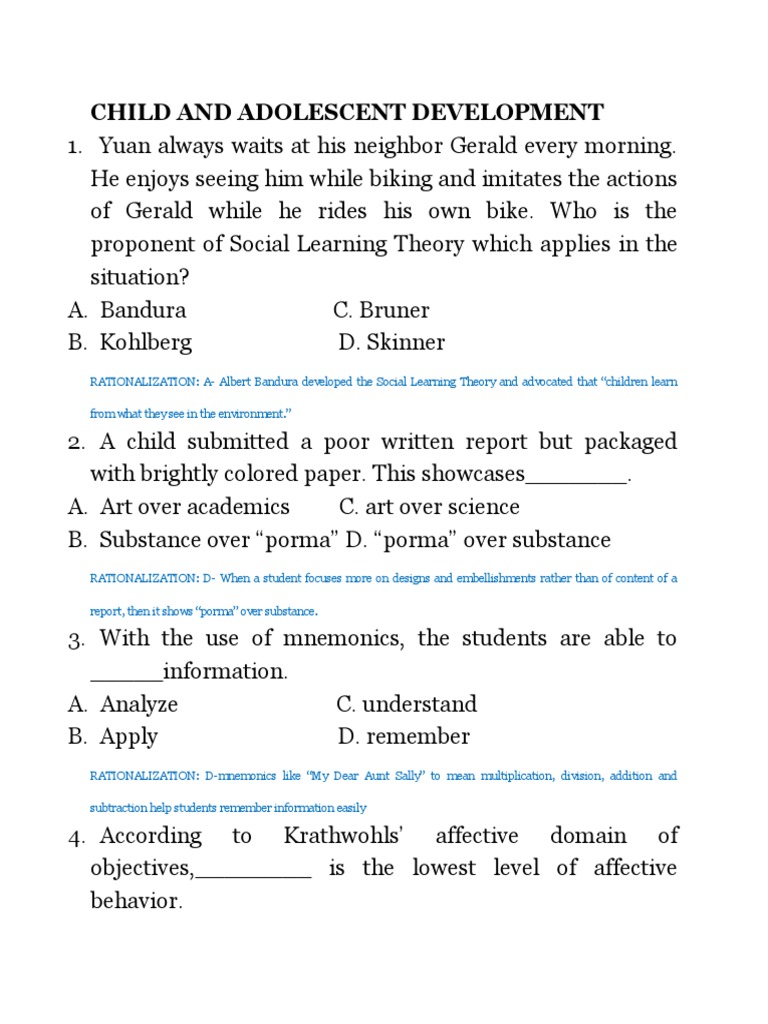 Child and Adolescent Development | PDF | Idealism | Curriculum