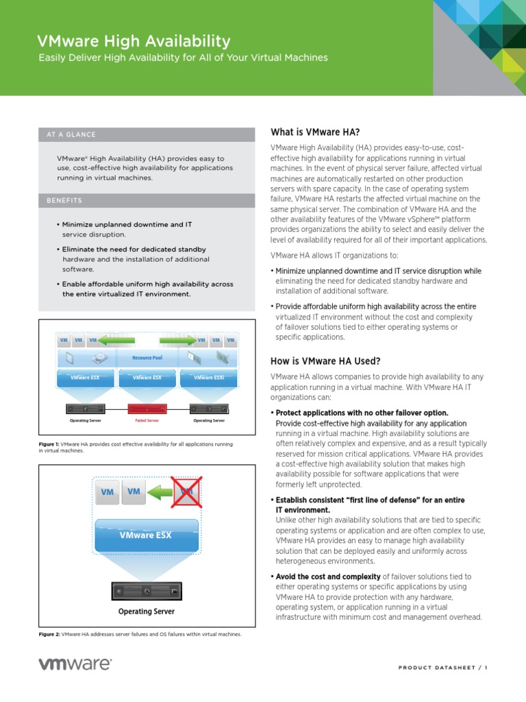 VMware High Availability DS EN PDF | PDF | V Mware | Virtual Machine