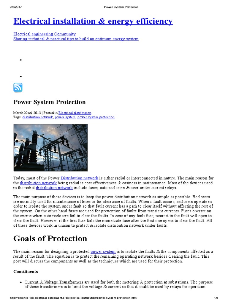 Power System Protection | PDF | Electromagnetism | Physical Quantities