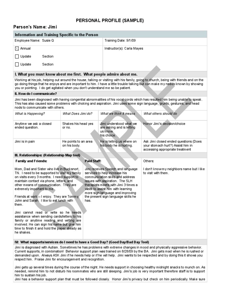 Personal Training Profile-Sample | PDF | Behavior | Behavioural Sciences