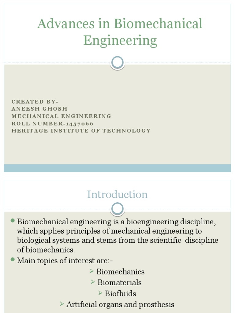 Advances in Biomechanical Engineering | PDF | Biomechanics | Prosthesis
