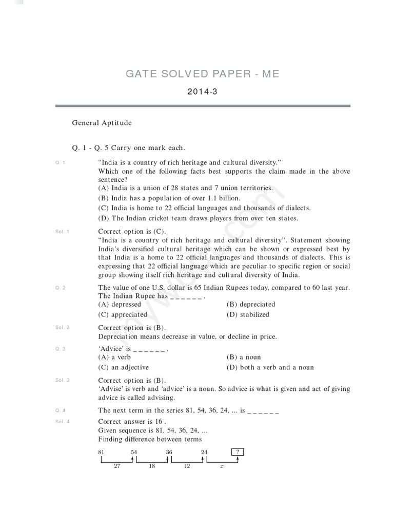 Gate Solved Paper - Me: General Aptitude | PDF | Strength Of Materials ...