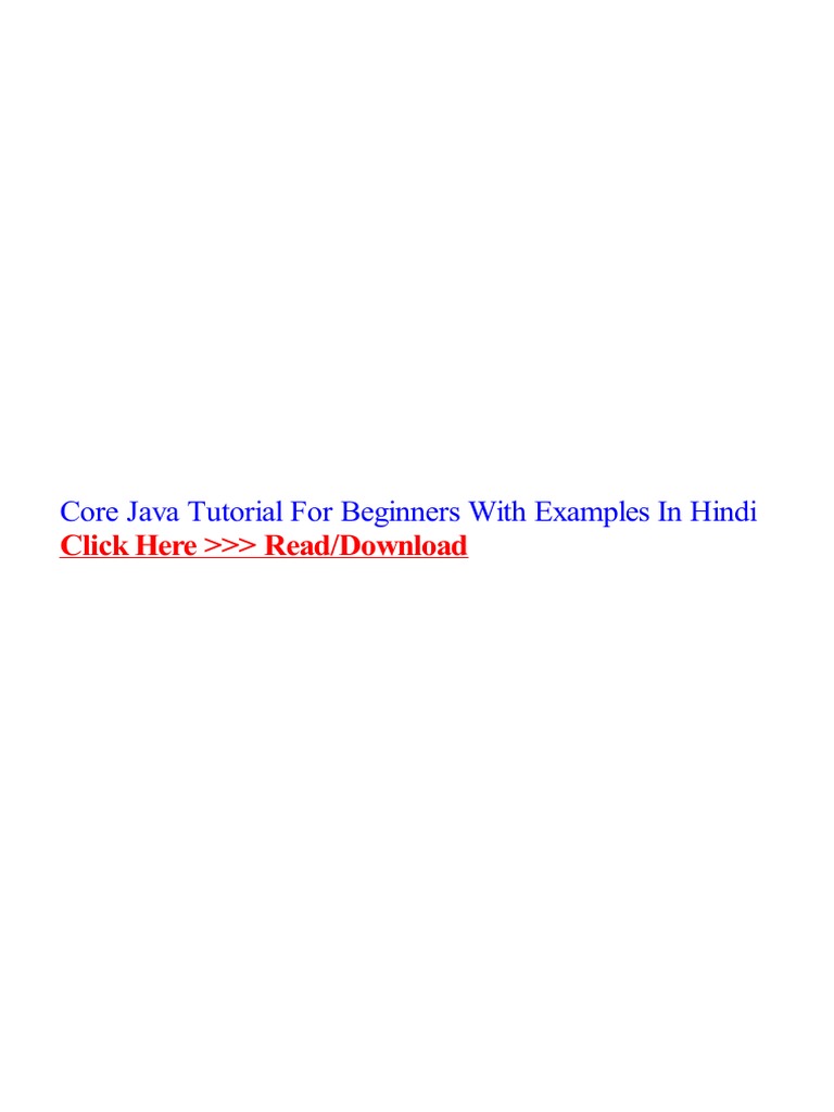 Core Java Tutorial For Beginners With Examples in Hindi | Download Free ...
