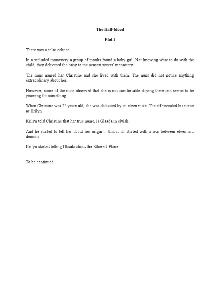 Half Blood (Plot1) | PDF