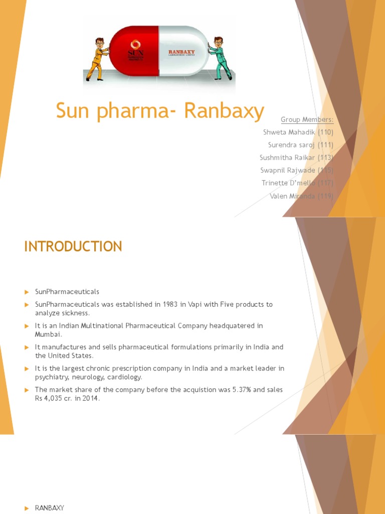 Sun Pharma - Ranbaxy PPT 1 | PDF | Pharmaceutical Industry ...