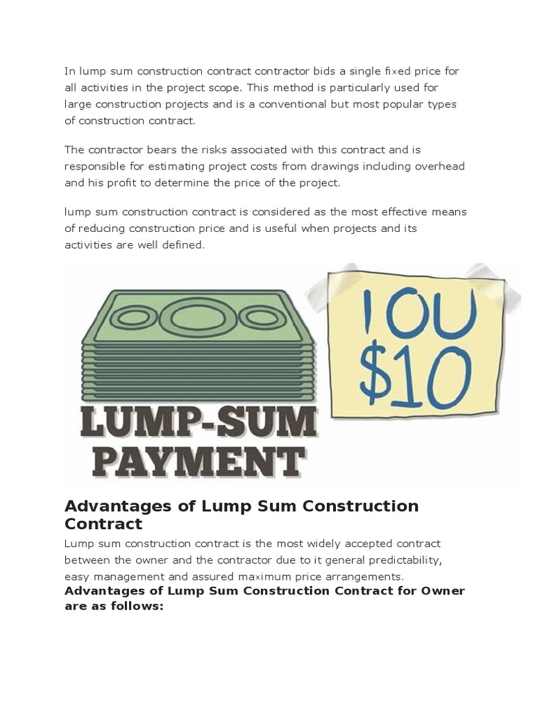 In Lump Sum Construction Contract Contractor | PDF | Present Value ...