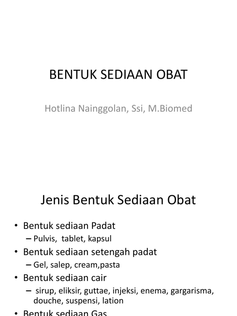 Jenis Bentuk Sediaan Obat | PDF