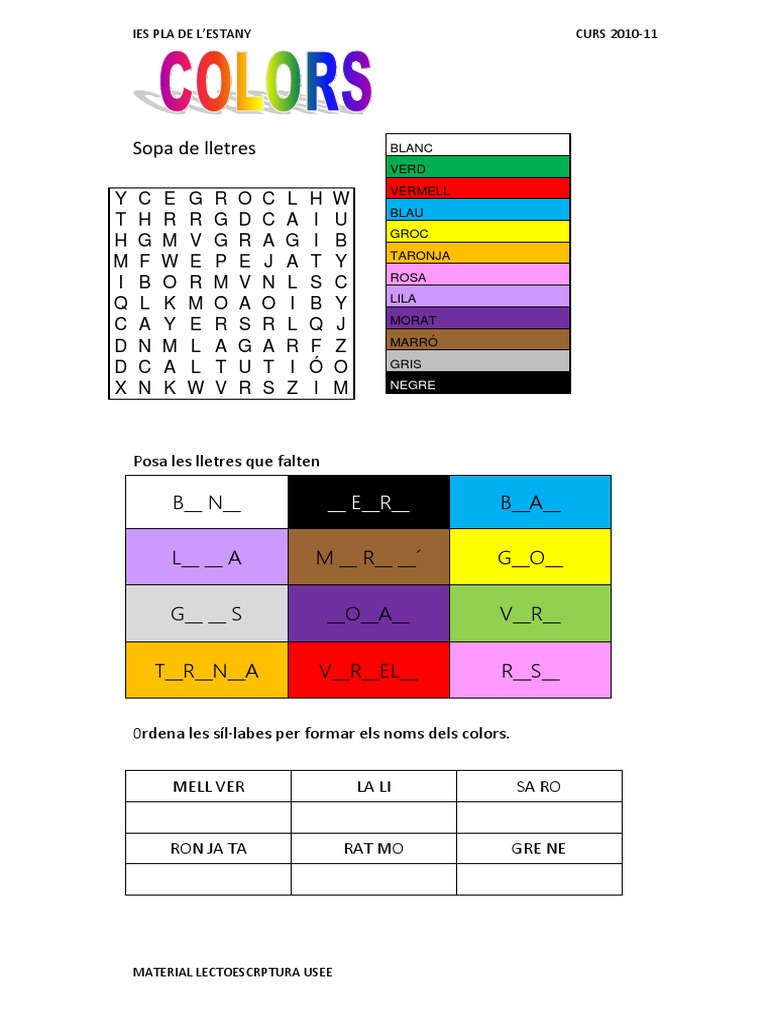 Colors Exercicis | PDF