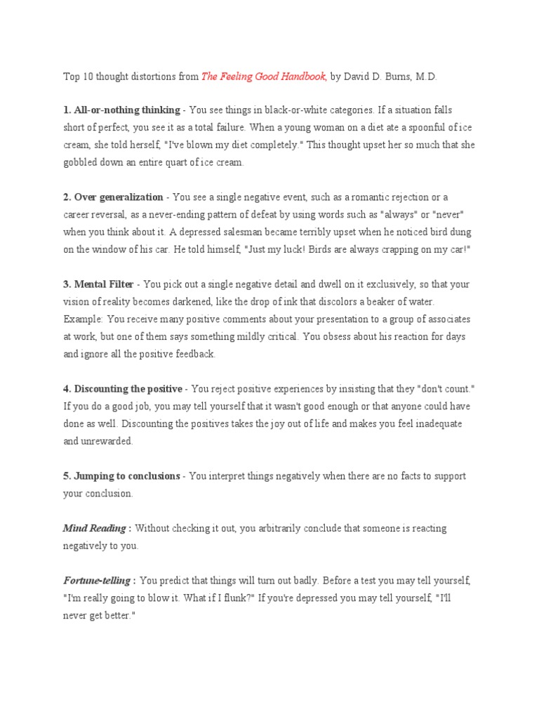 Top 10 Thought Distortions | PDF | Anger | Psychological Concepts