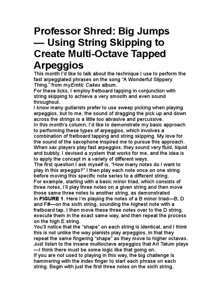 Professor Shred: Big Jumps - Using String Skipping To Create Multi-Octave Tapped Arpeggios | PDF ...
