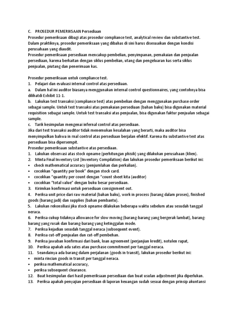 Prosedur Audit Persediaan | PDF