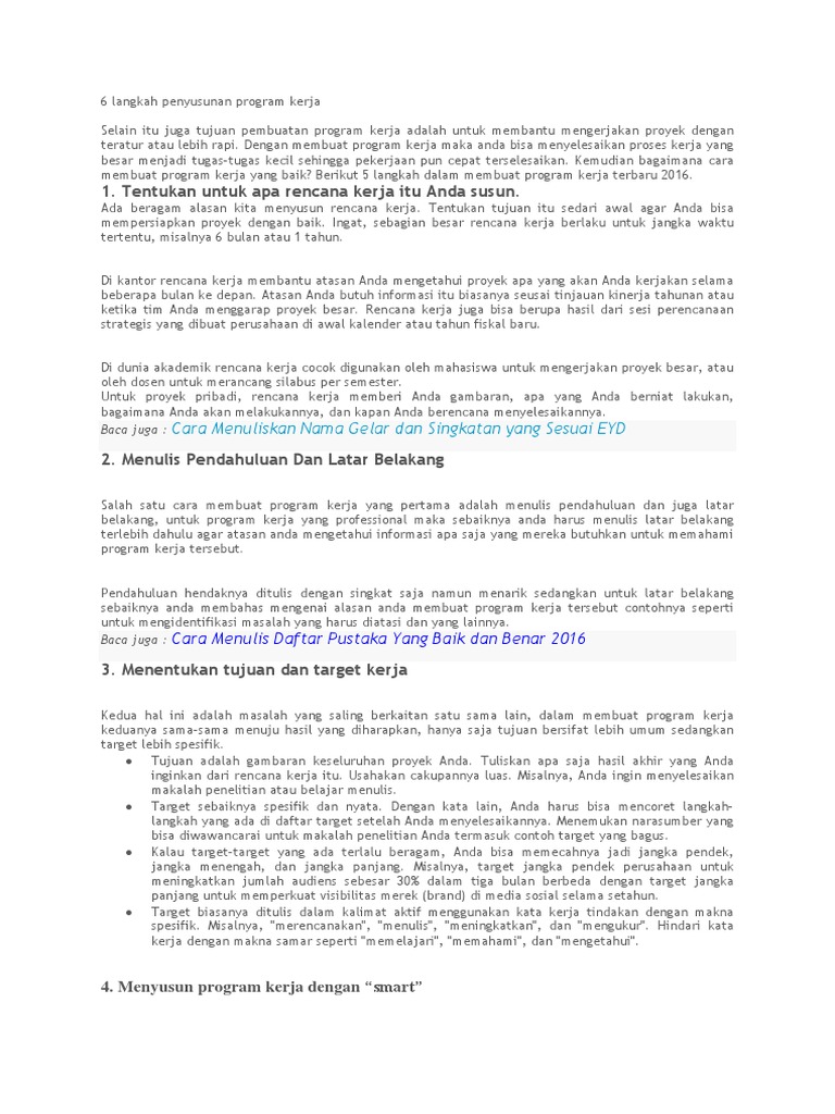 6 Langkah Penyusunan Program Kerja | PDF