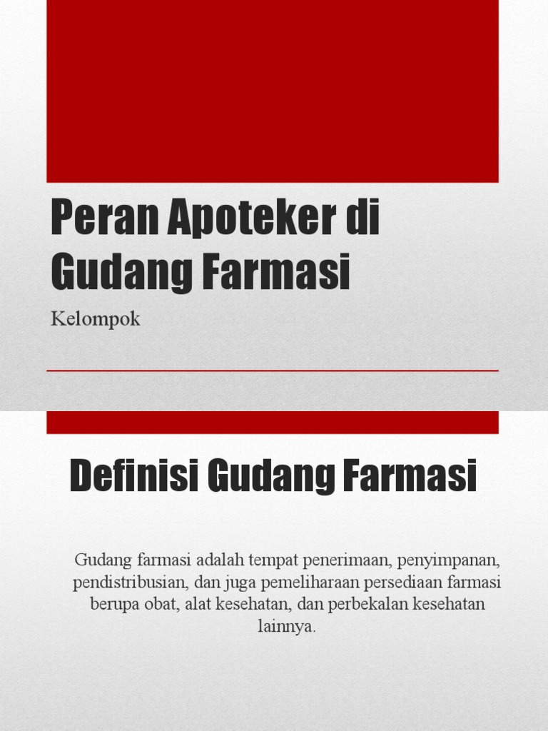 Peran Apoteker Di Gudang Farmasi Pdf