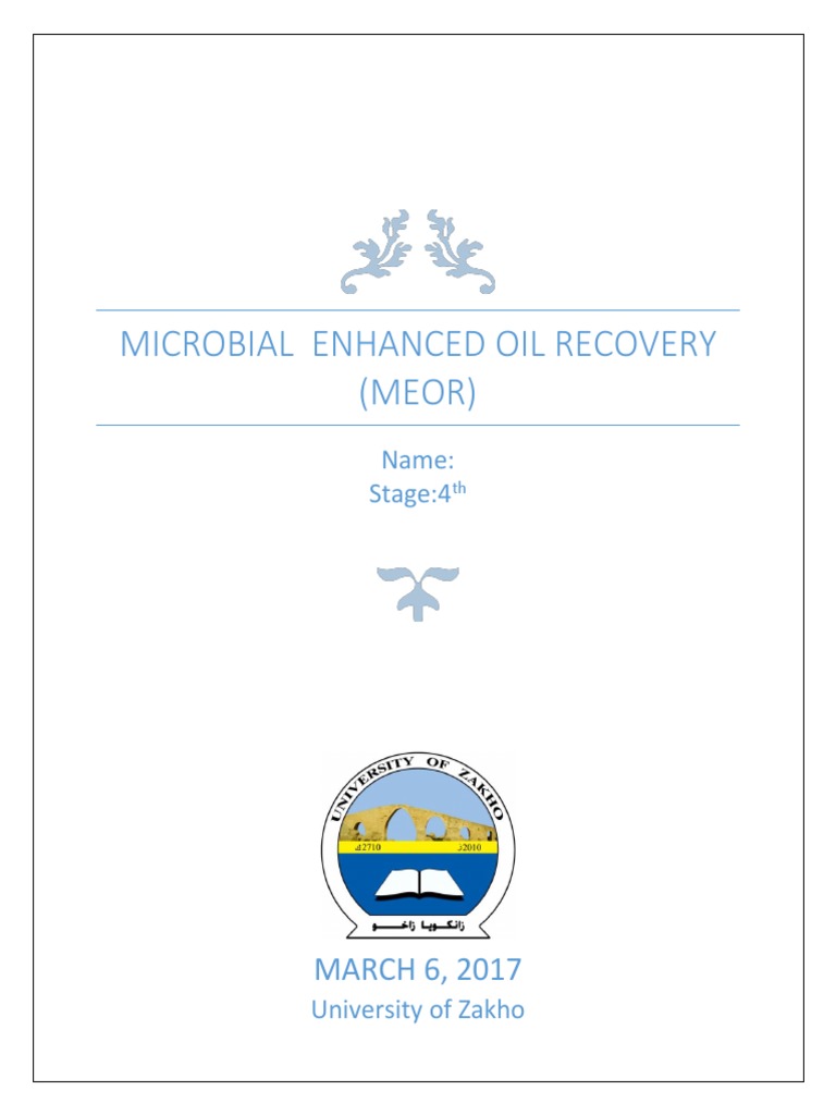 Microbial Enhanced Oil Recovery (Meor) | PDF | Enhanced Oil Recovery | Extraction Of Petroleum