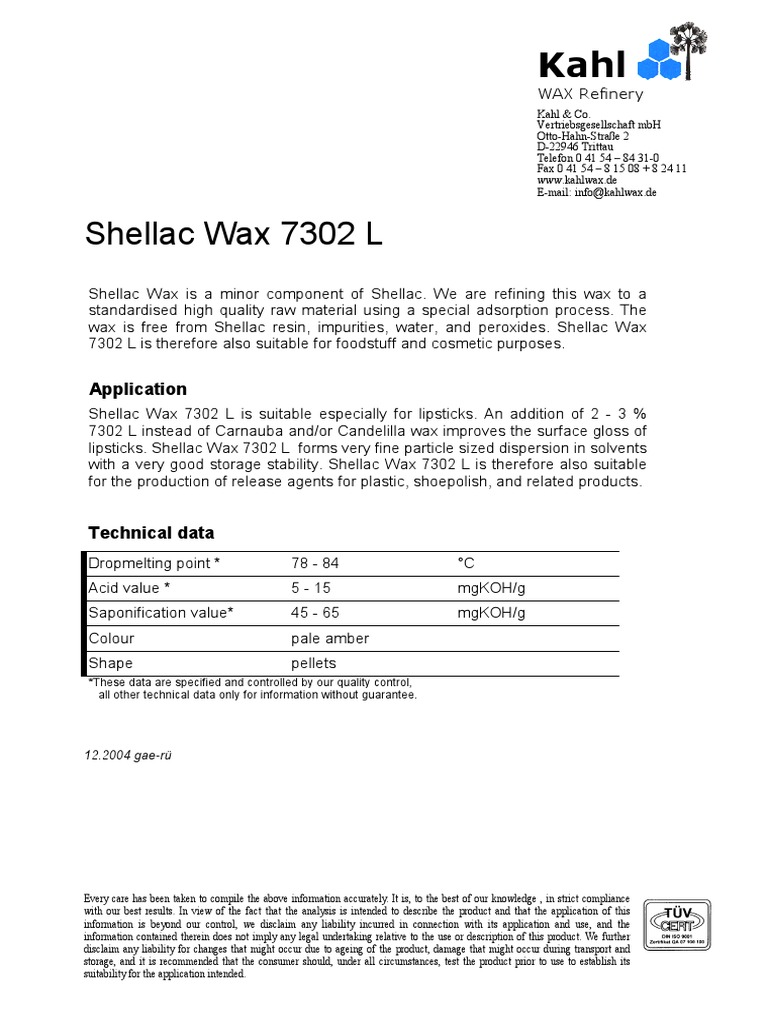 Shellac Wax | PDF | Wax | Materials