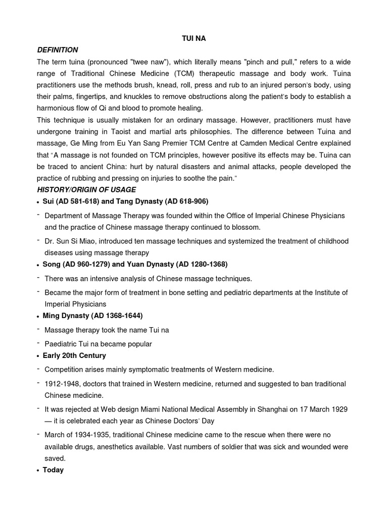 Tuina | PDF | Traditional Chinese Medicine | Massage