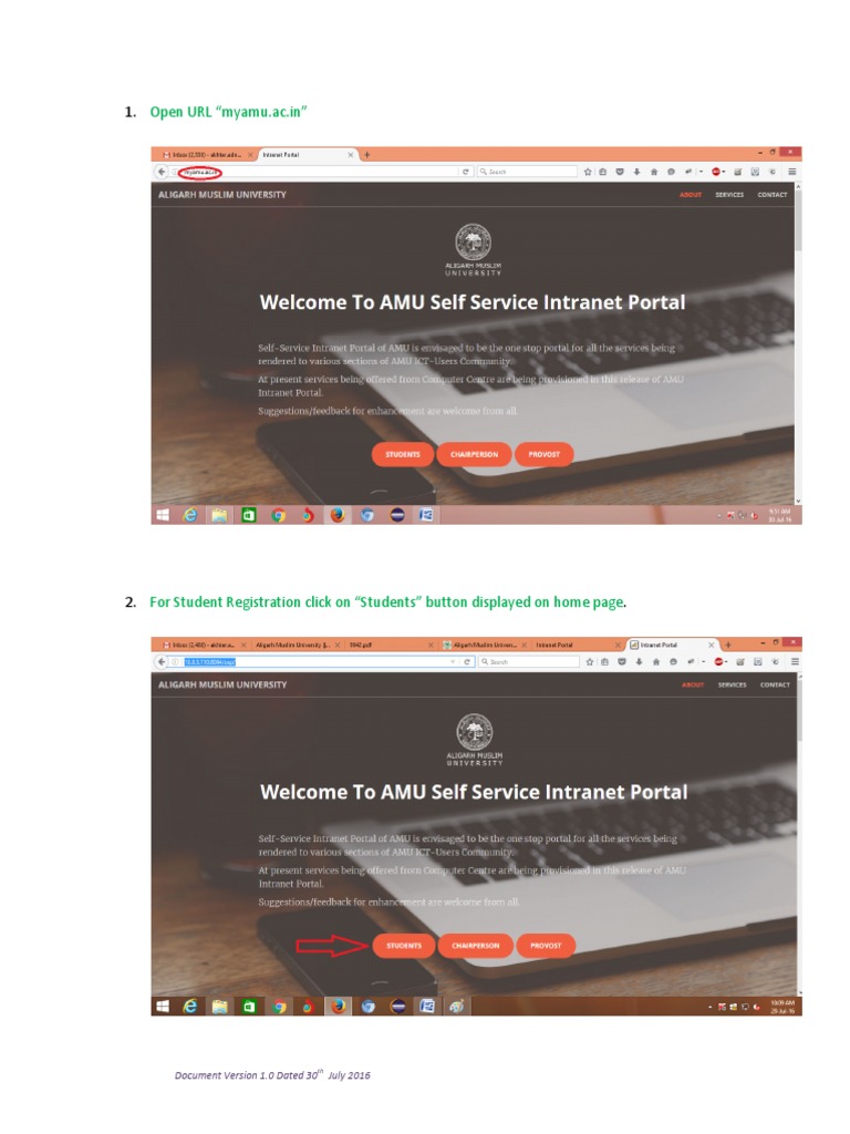 Open URL "Myamu - Ac.in": Document Version 1.0 Dated 30 July 2016 | PDF ...
