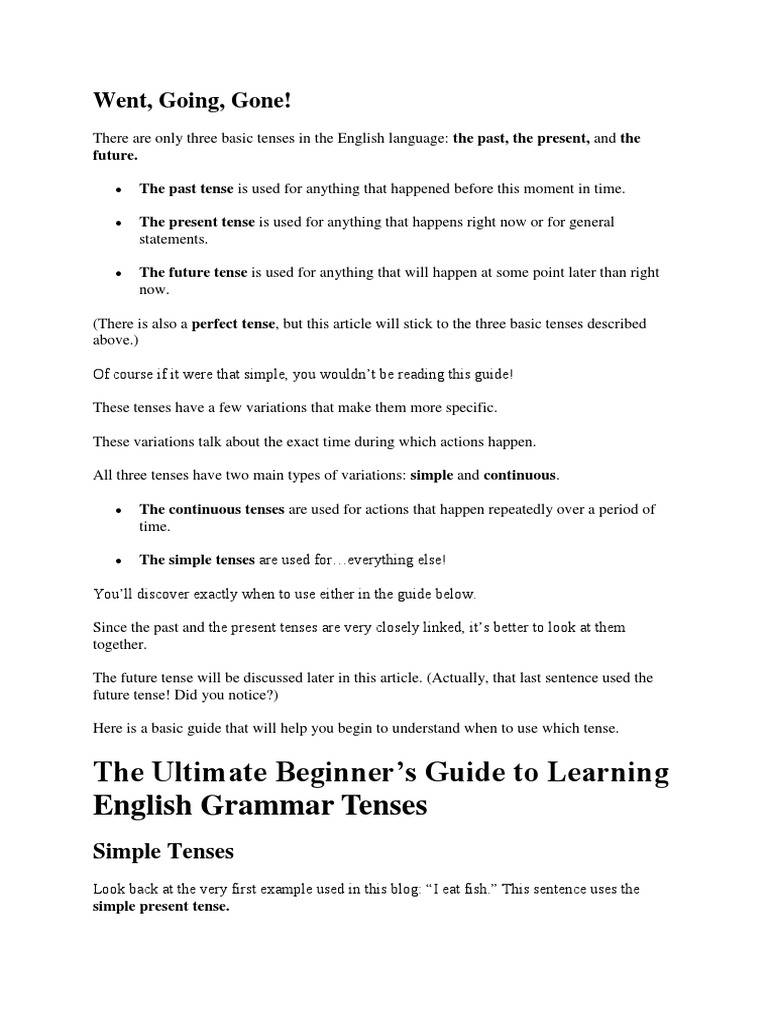 The Ultimate Guide to English Grammar Tenses | PDF | Perfect (Grammar ...