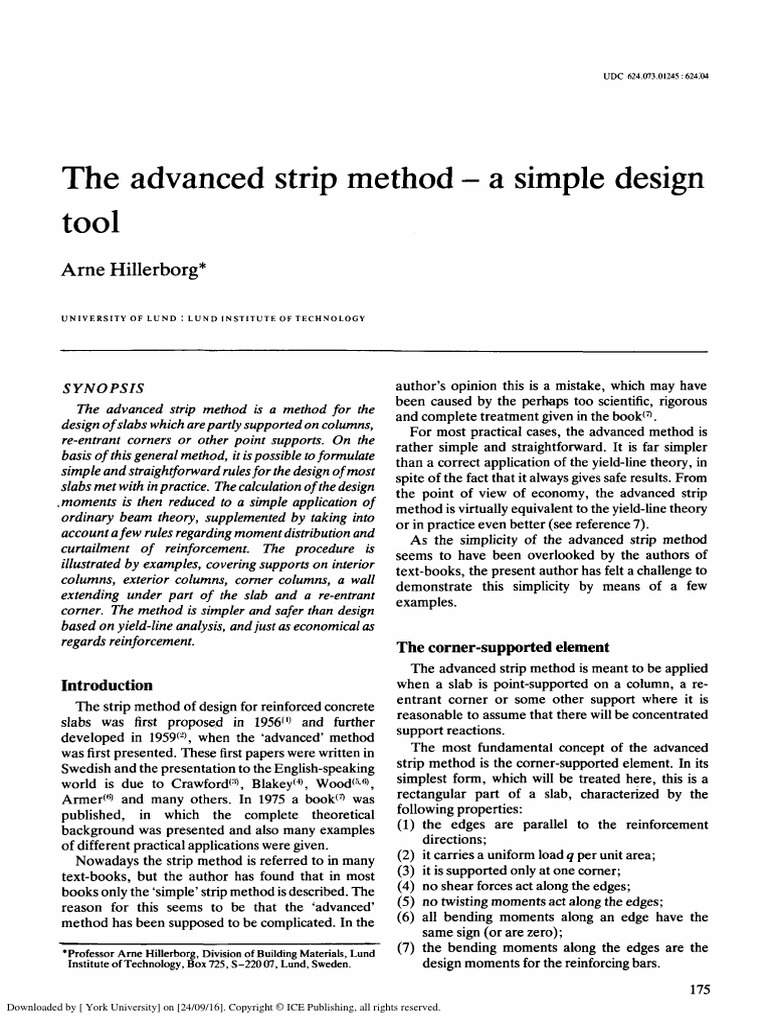 The Advanced Strip Method A Simple Design Tool 1982 | PDF | Bending ...