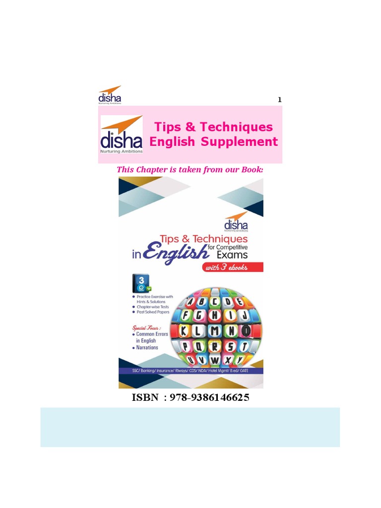 Disha Publication English Supplement | PDF | Verb | Perfect (Grammar)