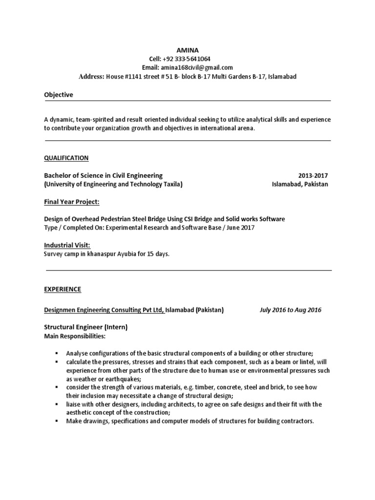 Amina Resume | PDF | Engineering | Design