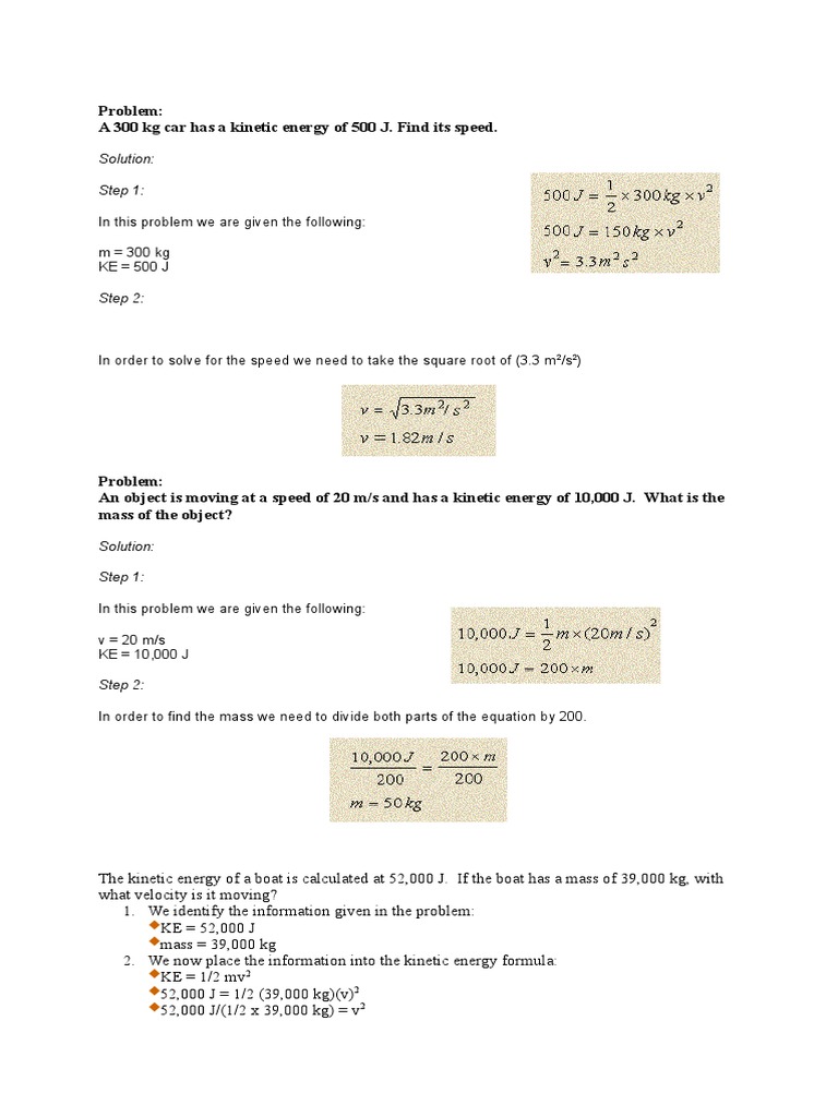 Kinetic Energy Problem | PDF