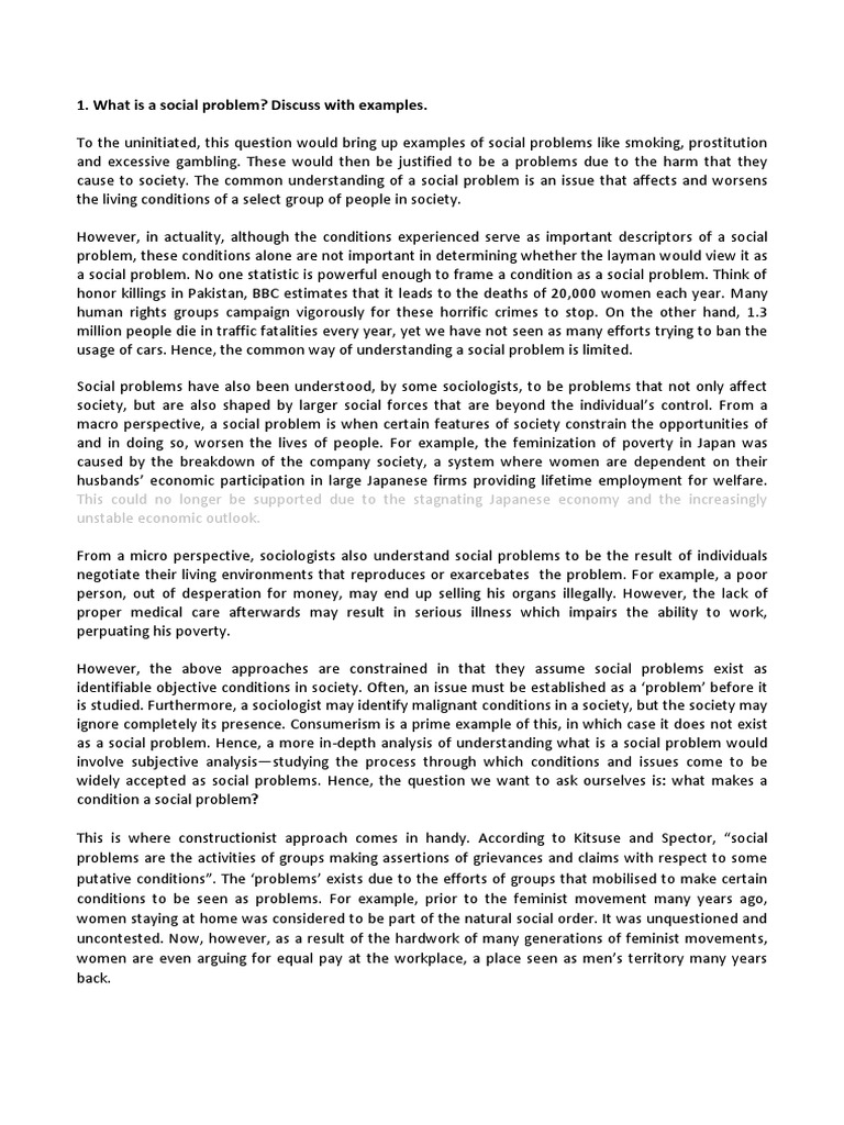 What Is A Social Problem? Discuss With Examples | PDF | Substance Abuse ...