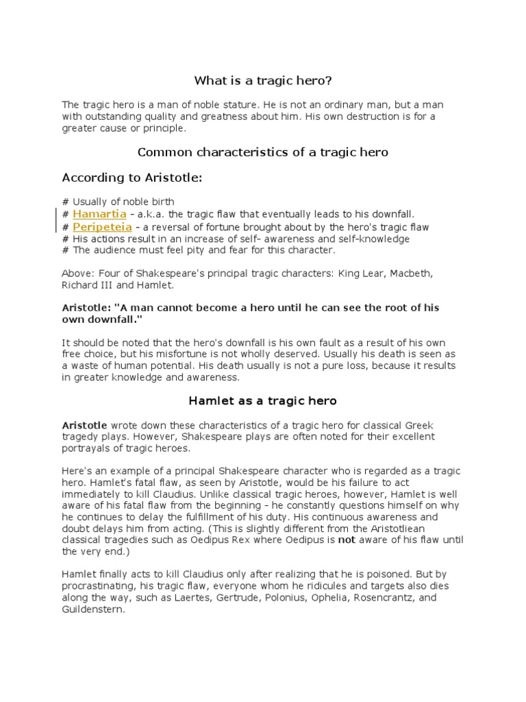 What is a tragic hero | PDF | Tragedy | Hamlet