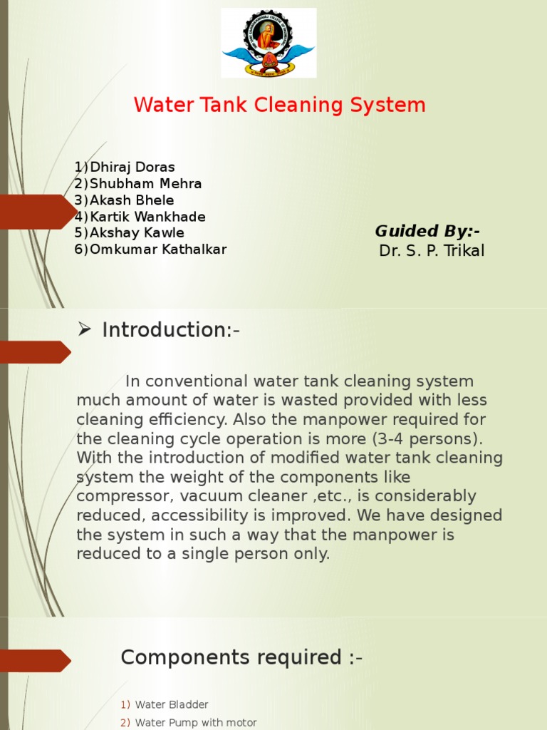 Efficient Water Tank Cleaning System | PDF | Home & Garden | Technology ...