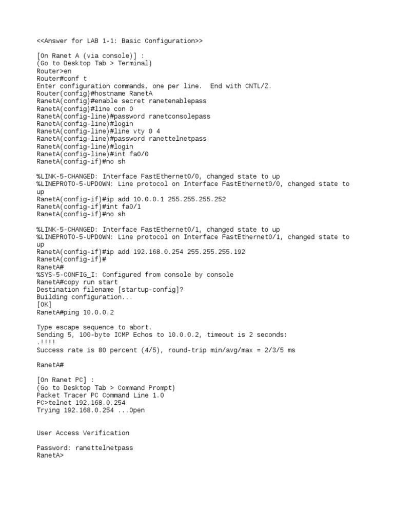 Basic Router Configuration Guide | PDF | Command Line Interface | Computer Networking