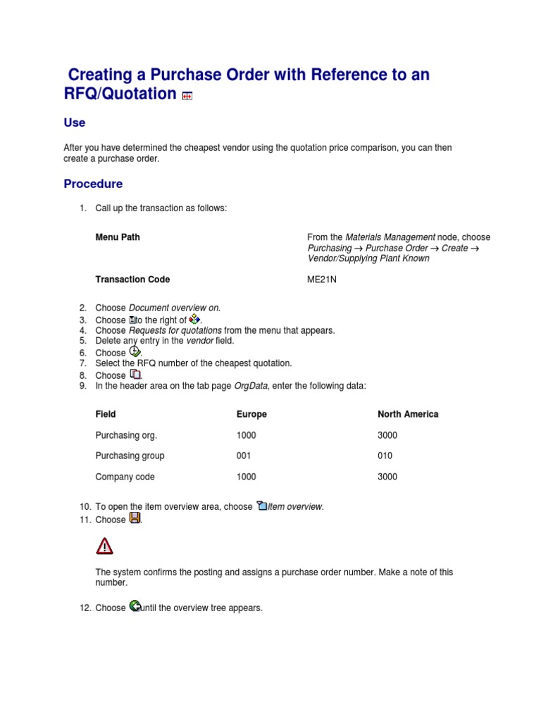 Creating A Purchase Order With Reference To An RFQ | PDF | Business