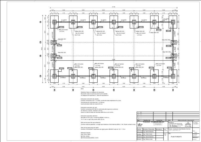 Plan Fundatii: Proiectant: SC KESLER-EDIL | PDF