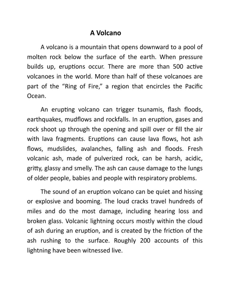 A Volcano | PDF | Types Of Volcanic Eruptions | Volcano