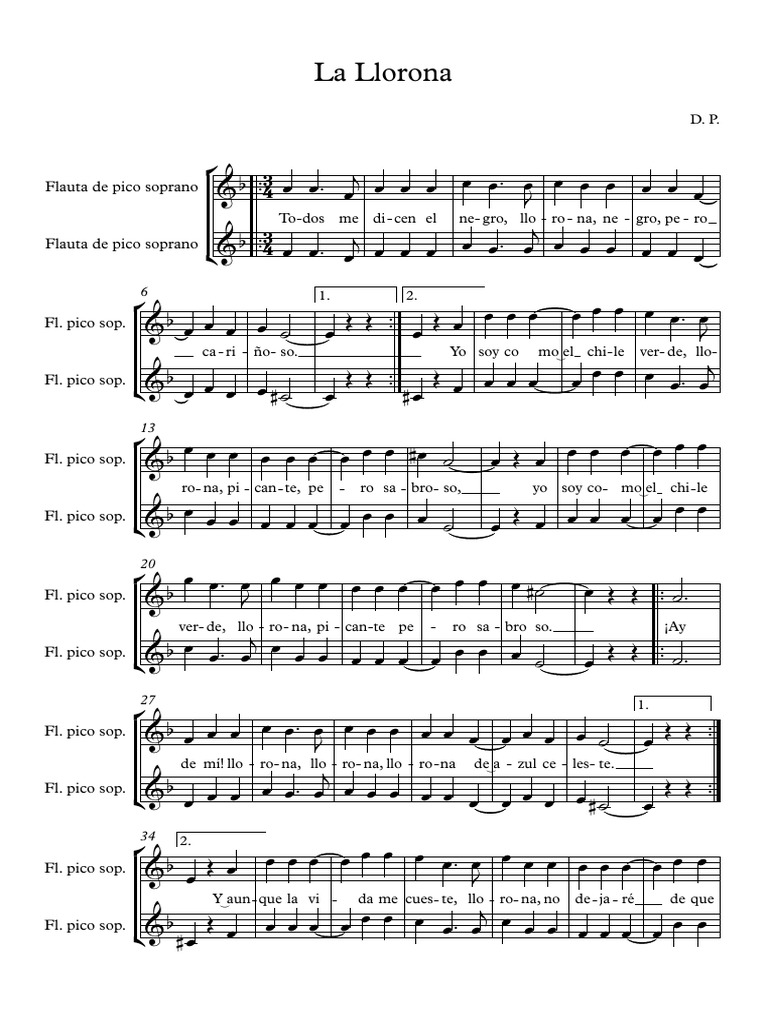 La Llorona Partitura Completa PDF | PDF