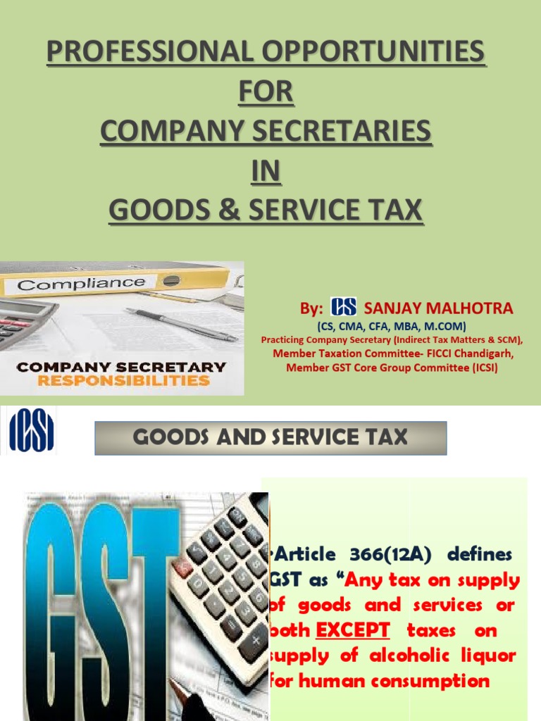 Role of CS in GST | PDF | Value Added Tax | Taxes