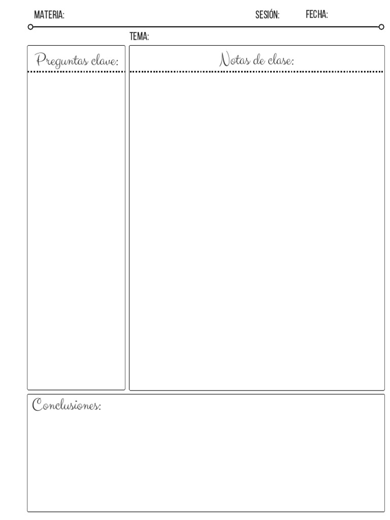 Formato para Tomar Notas en Clase | PDF