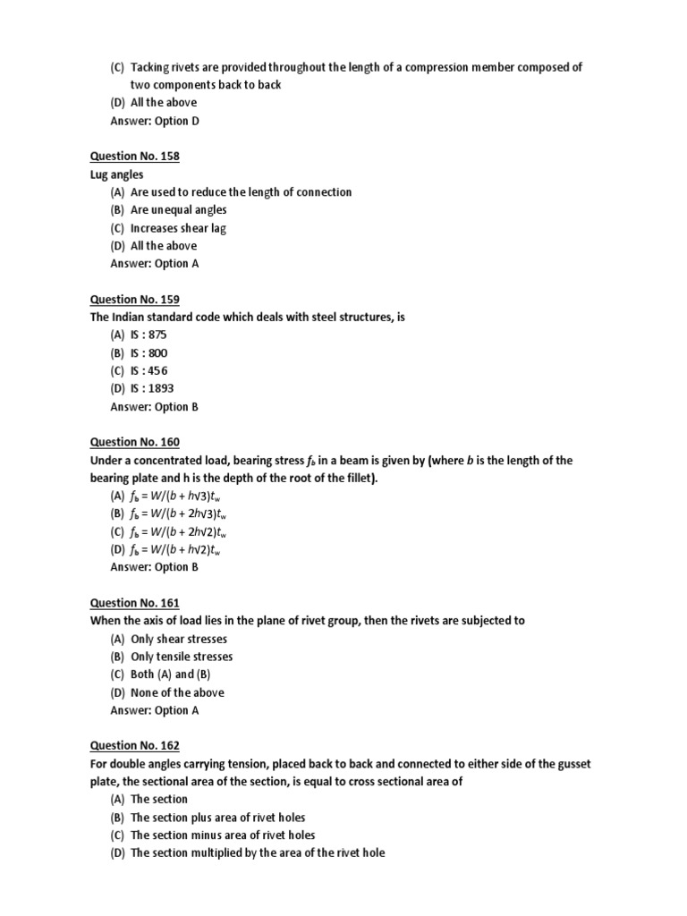 Steel Structure Design MCQs | PDF | Bending | Beam (Structure)