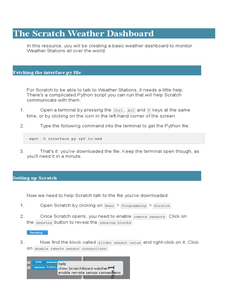 Scratch Weather Dashboard Guide | PDF | Latitude | Longitude