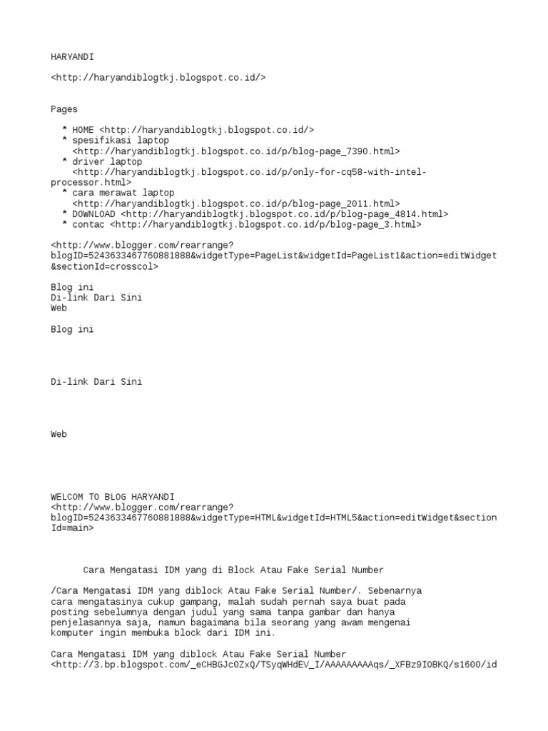 HARYANDI Cara Mengatasi IDM Yang Di Block Atau Fake Serial Number | PDF